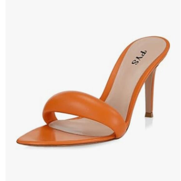 FYS | Shoes | Fys Orange Strappy Open Toe Single Band Slip On Mules ...